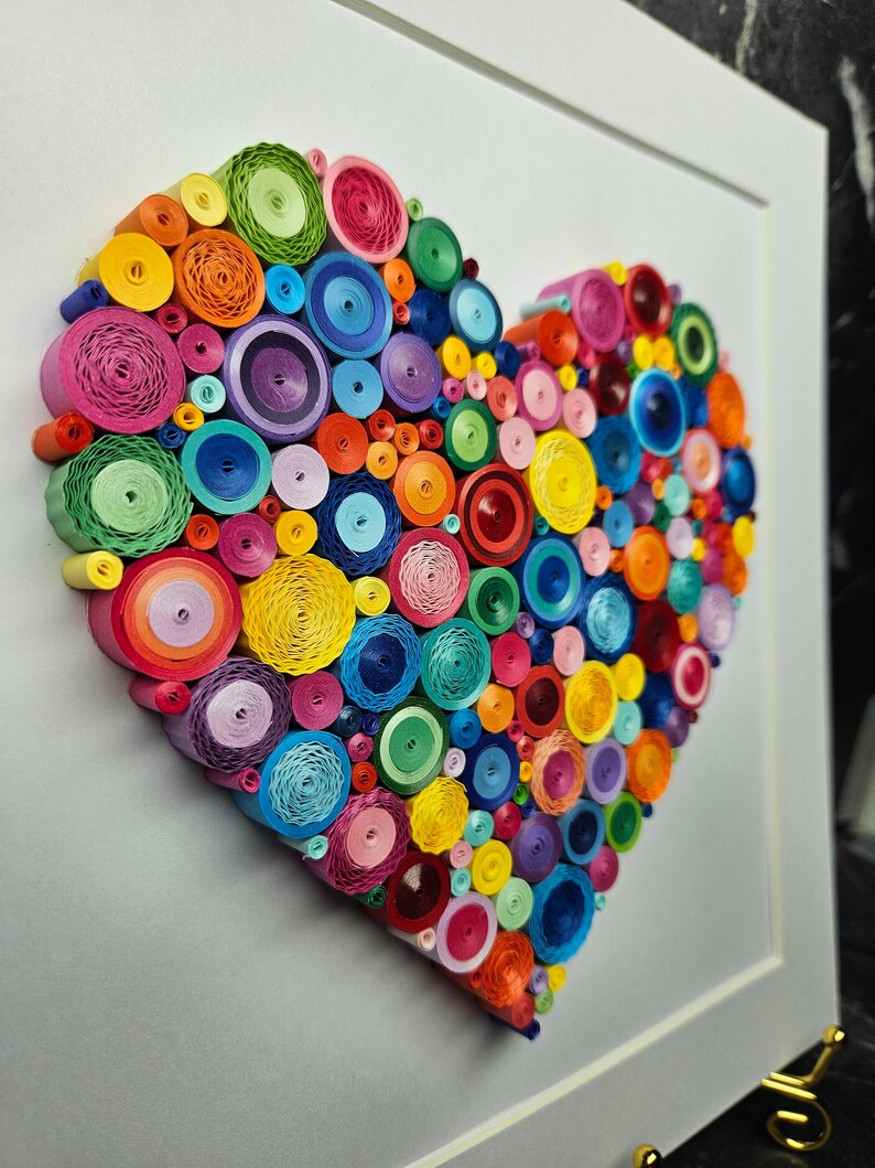 Quilled Heart, Paper Art, Deco, Modern, Colourful, Gift, Birthday ...