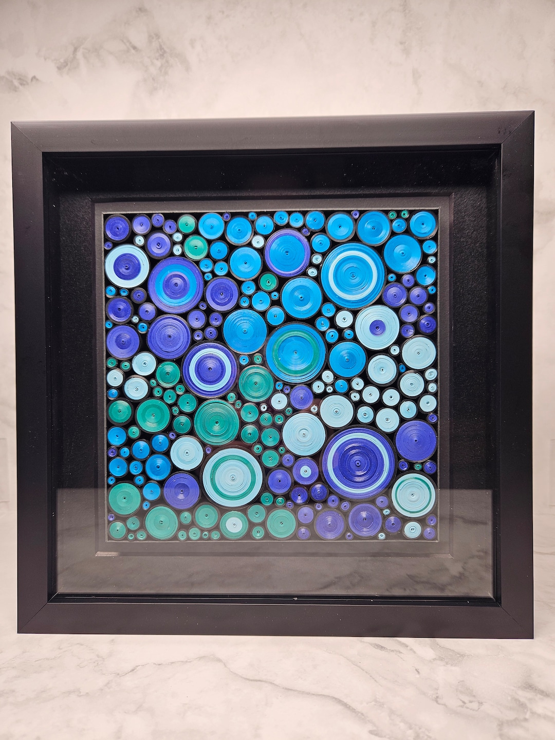 Quilled Picture, Abstract, Blue, Wall Deco, Art, Birthday, Mother's Day ...