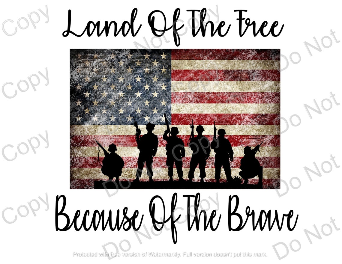 Land of the Free//because of the Brave//american Flag//july - Etsy