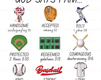 God Says I Am BASEBALL PNG Sublimation Design Download - Etsy