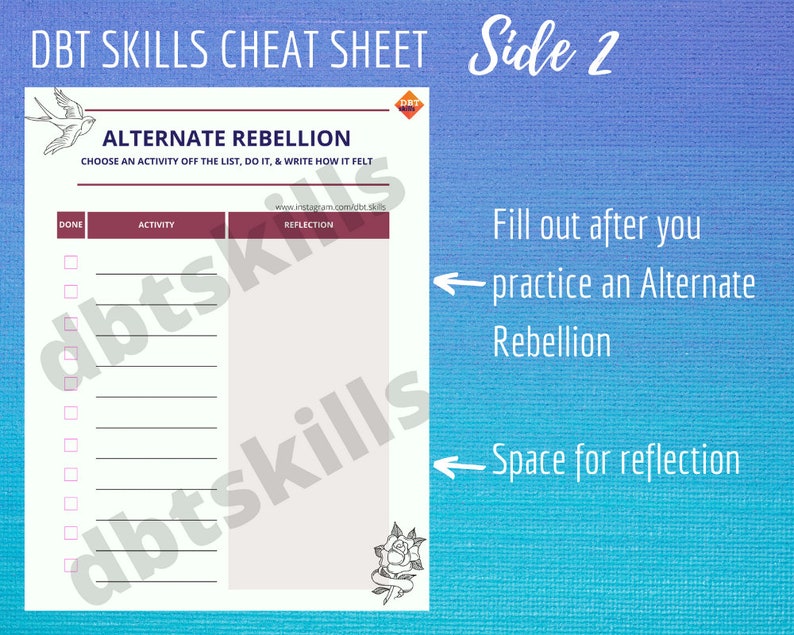 DBT Alternate Rebellion Worksheet - Etsy