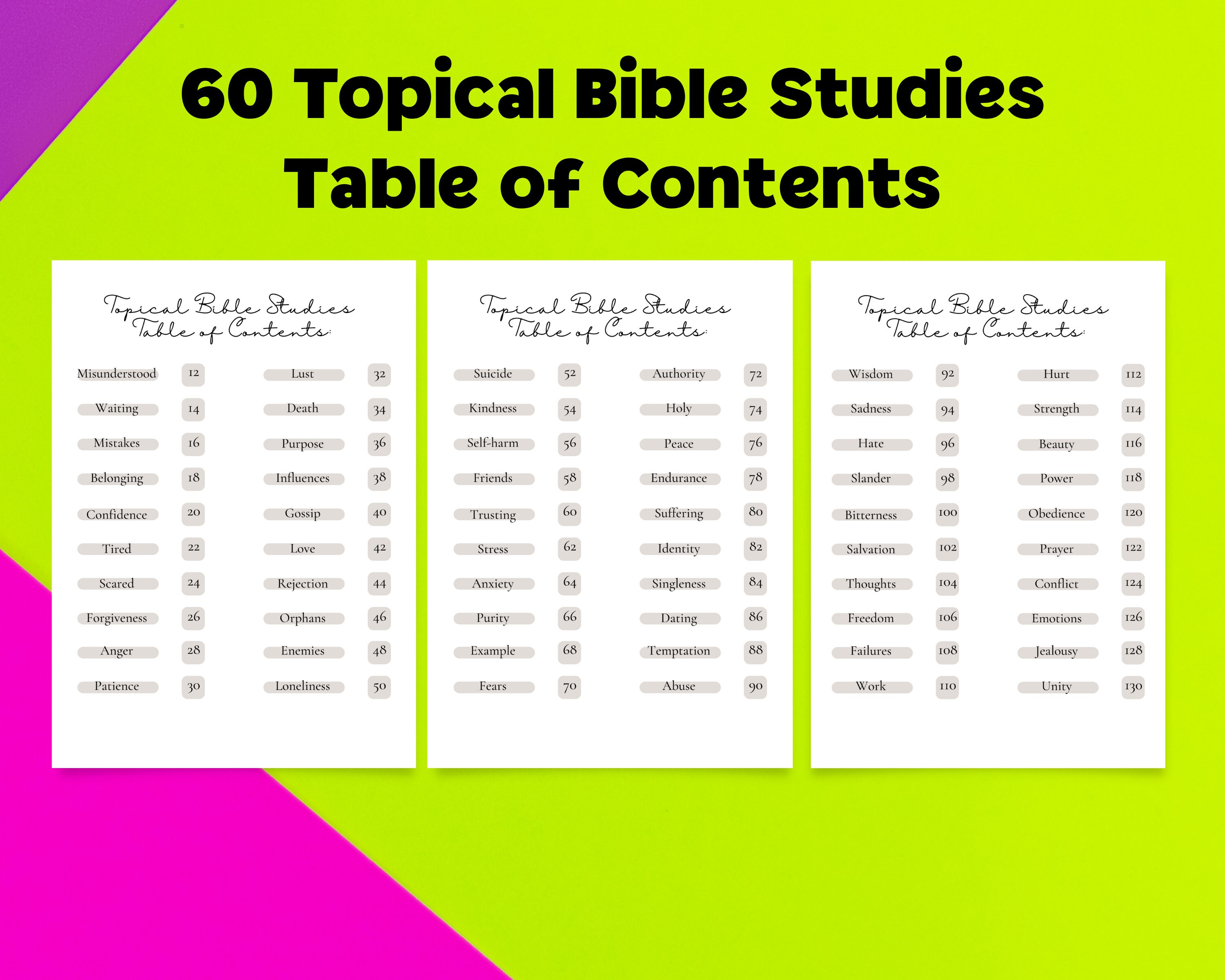 Bible Study Journal 60 Topical Bible Studies - Etsy