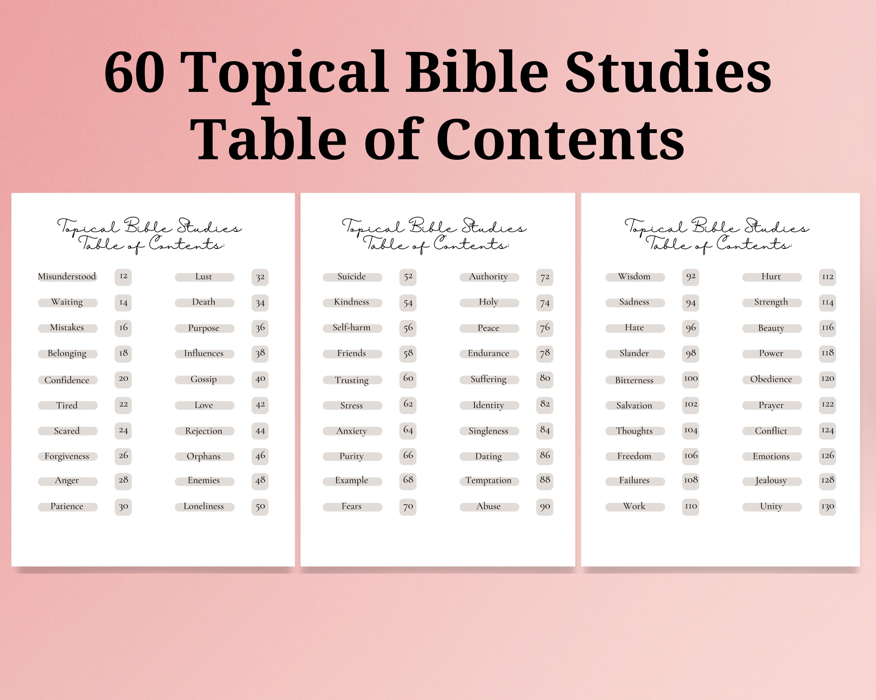 Bible Study Journal Printable 60 Topical Bible Studies - Etsy