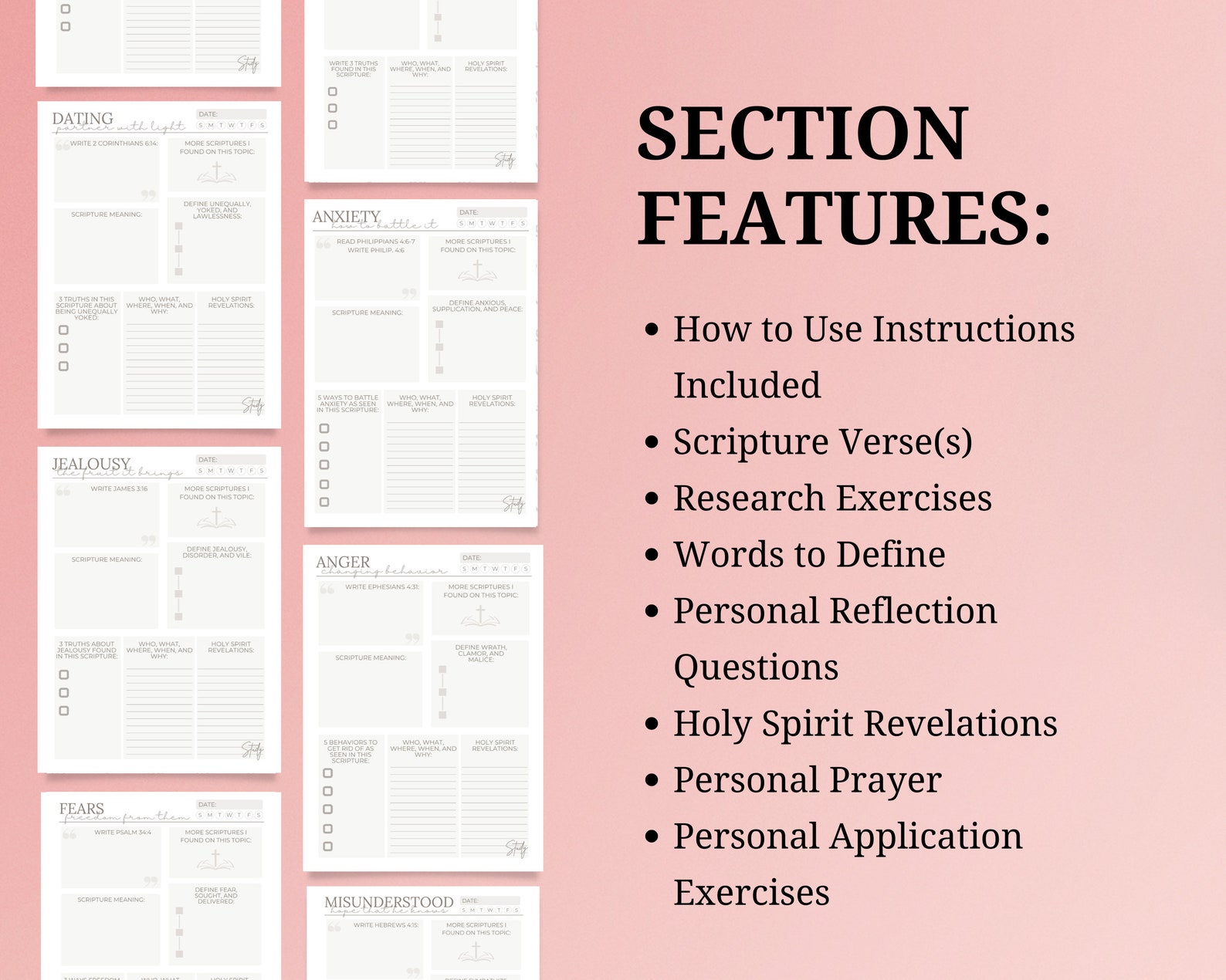 Bible Study Journal Printable 60 Topical Bible Studies - Etsy