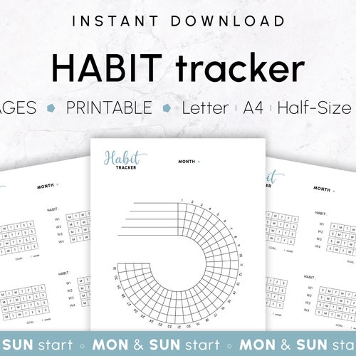 Printable Monthly Habit Tracker Bullet Journal Tracker A4 A5 | Etsy