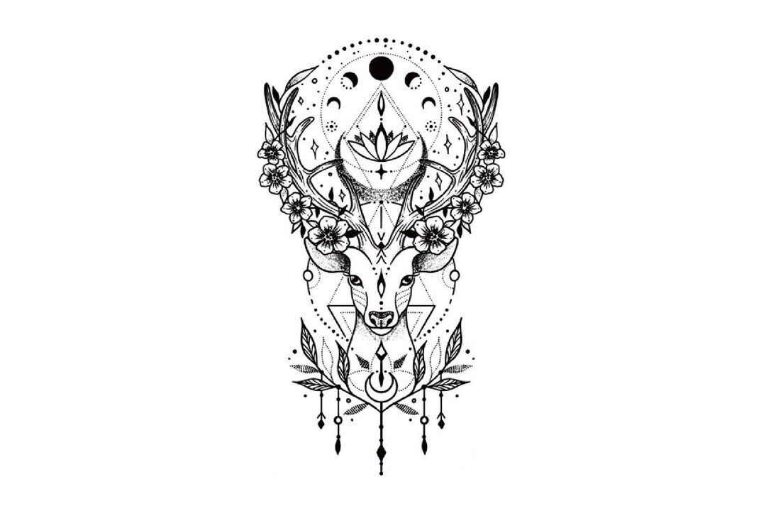 Antelope Temporary Tattoo, Antelope Flower Temporary Tattoo, Antelope ...