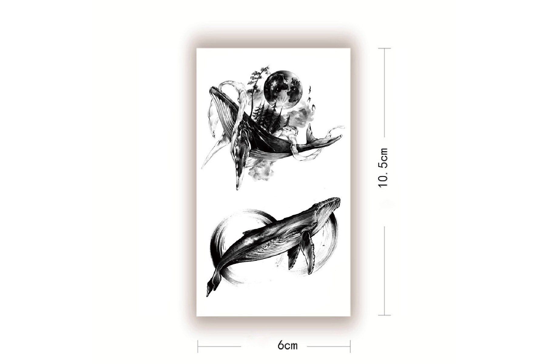 Whales Temporary Tattoo, Whales Tattoo| Animal Ocean Tattoo, Sun Moon ...
