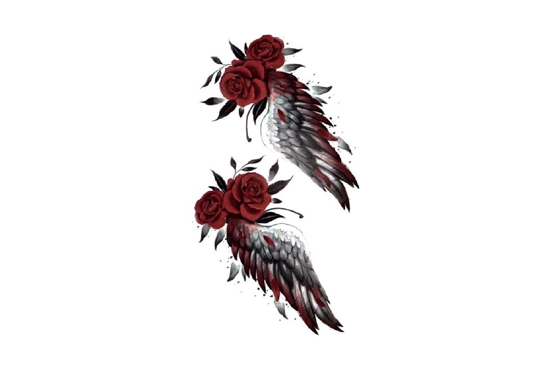 Wings Flower Tattoo Wings Temporary Tattoo Animal Tattoo - Etsy