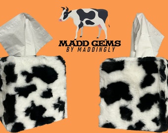 Cow Print Tissue Box Cover - Etsy