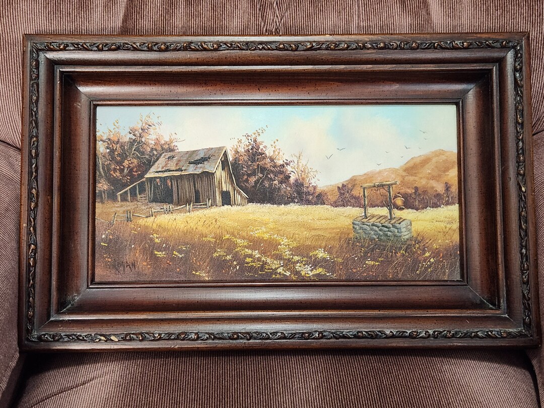 Viola Logan Oil Painting, "the Little Well" Country Scene, Framed - Etsy