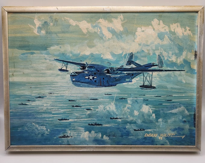 Dean Waite Painting of WWII Aircraft Over a Sea Invasion - Etsy