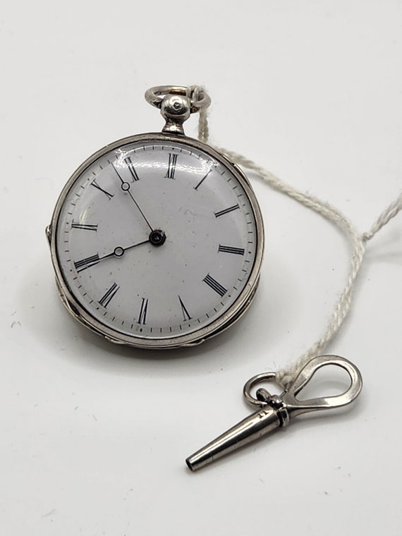 Antique Key Wind Pocket Watch .935 Silver Swiss Make … - Gem