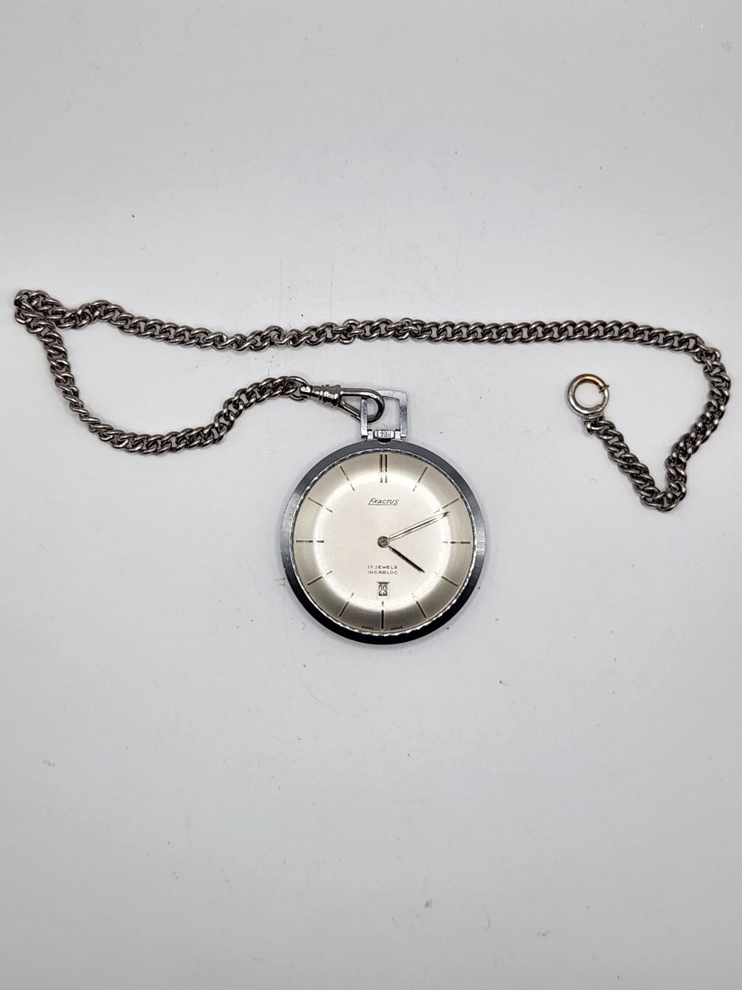 Gorgeous Thin Exactus 17-jewel Pocket Watch With Date Complication and ...