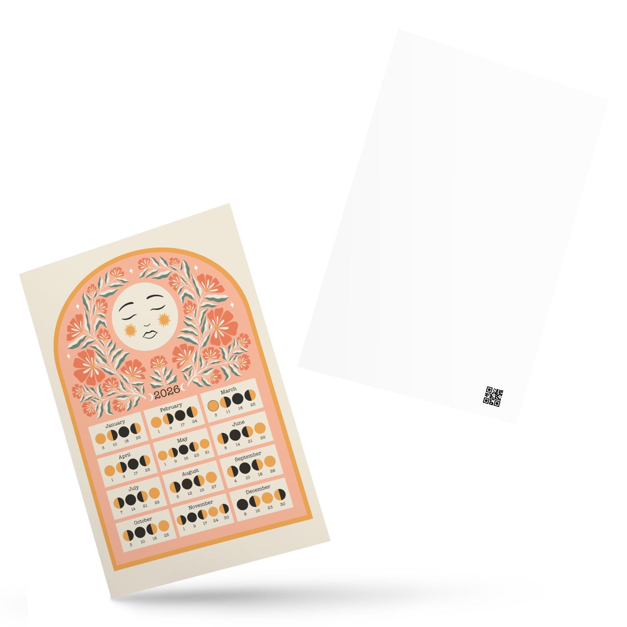 2026 Lunar Calendar Postcard – Celestial Botanical Art Print - Etsy