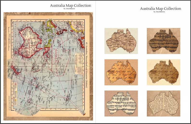 Printable Australia Map Vintage JPG and PDF| Australia Map for ...