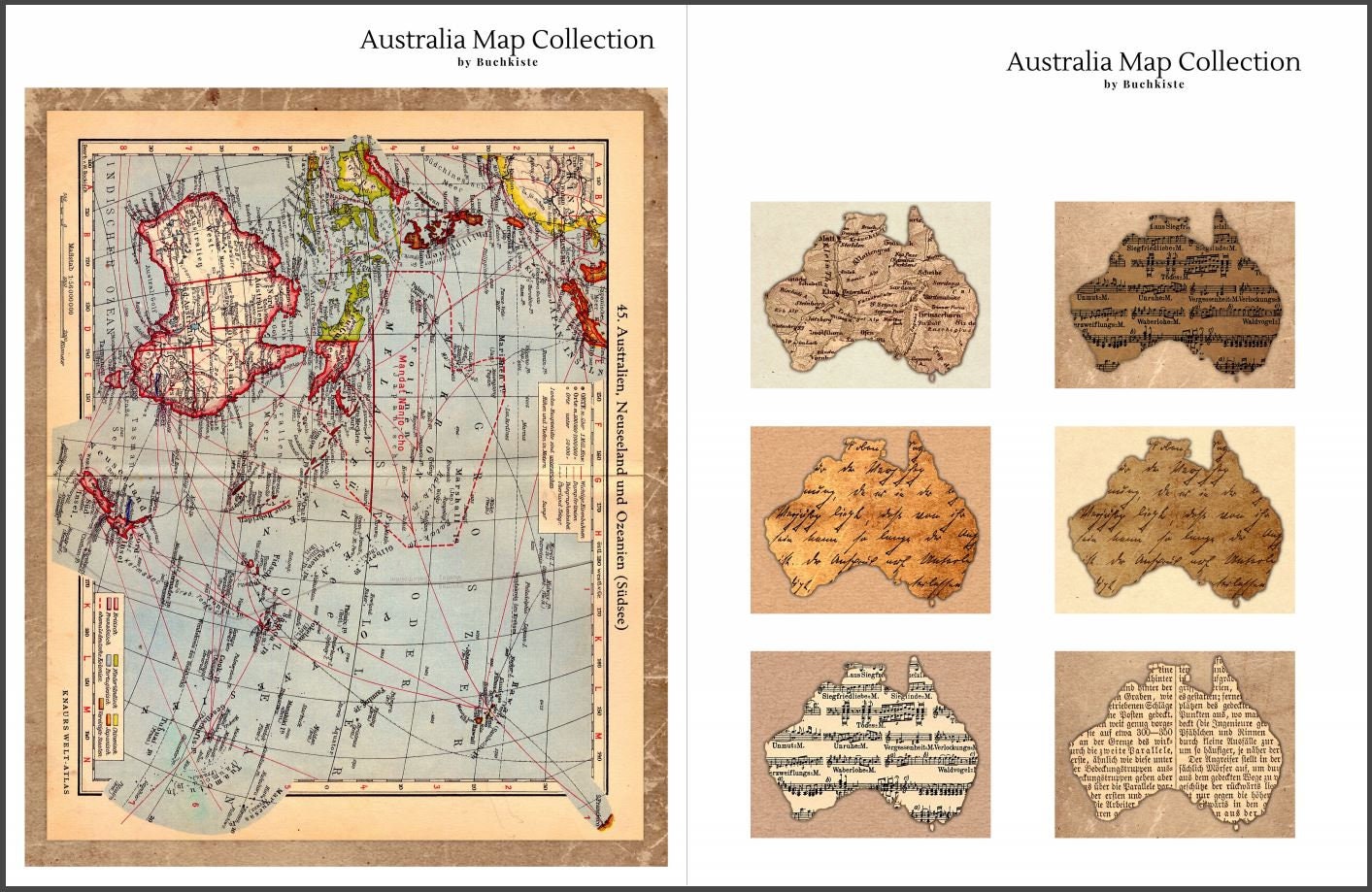 Printable Australia Map Vintage JPG and PDF| Australia Map for ...