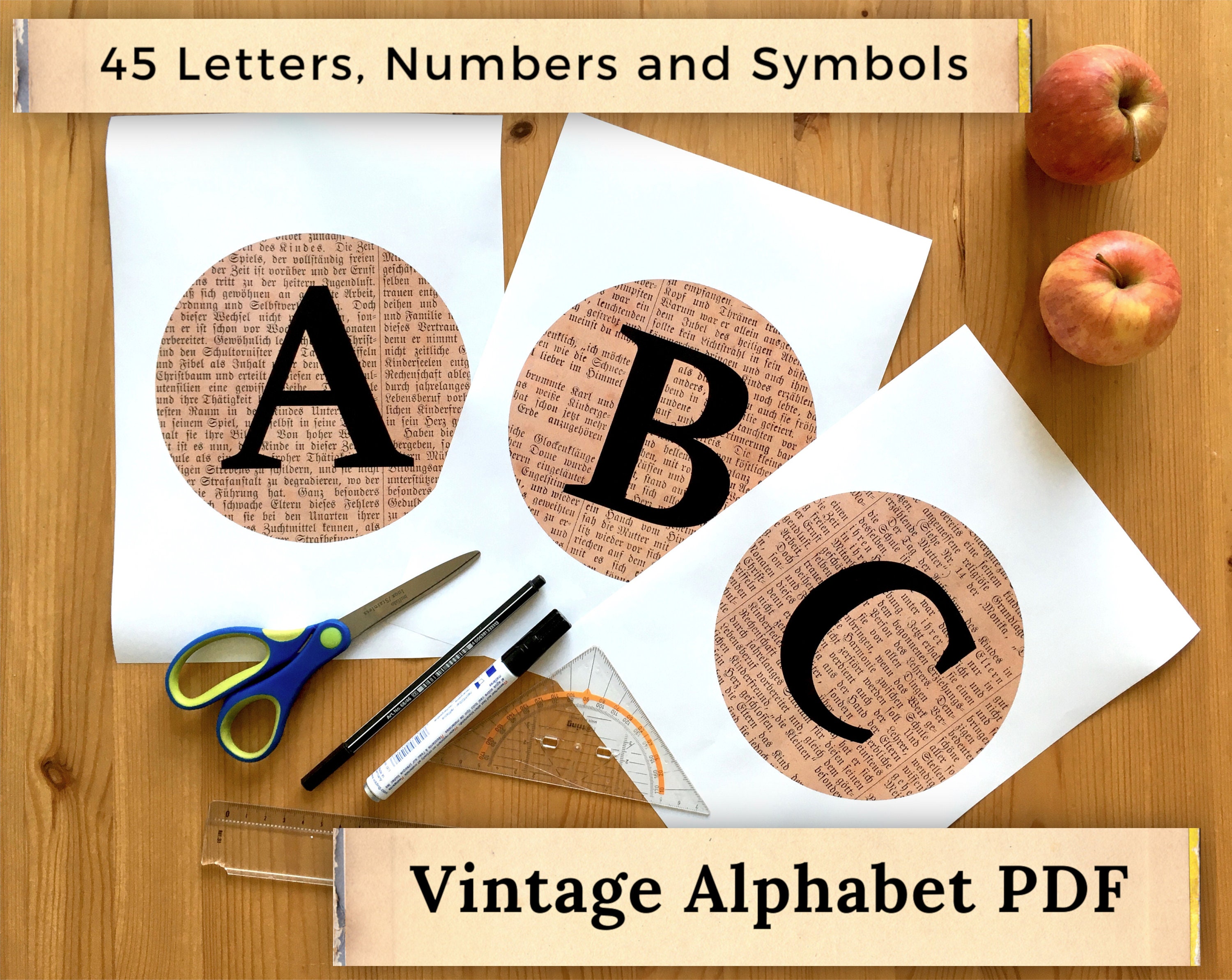 PDF Large Vintage Alphabet Printables | Digital Book Page ABC for ...