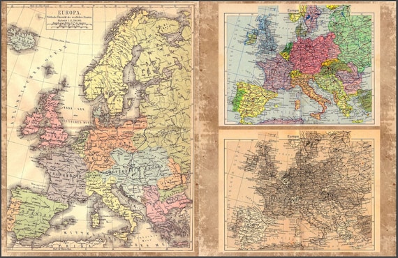 Embellishments Papercraft vintage Map Europe for Scrapbooking For ...