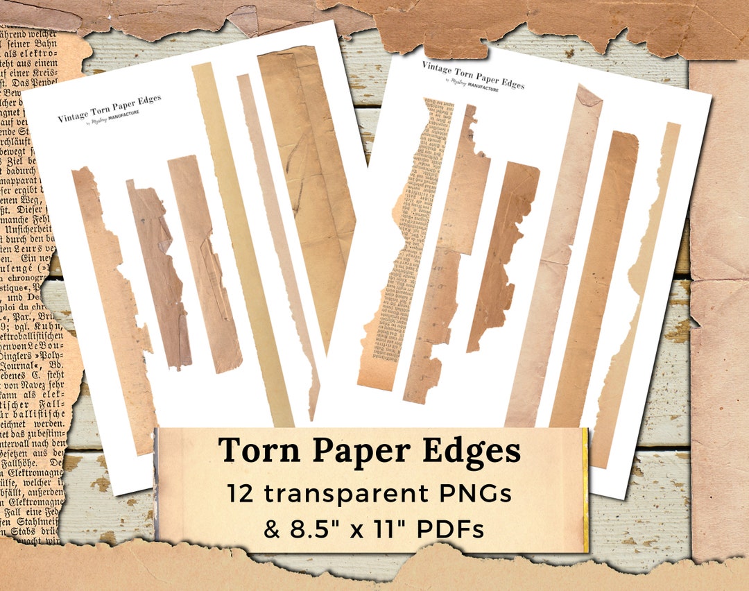 Torn Paper Edges PNG and PDF Digital Download | 12 Transparent Pngs of ...