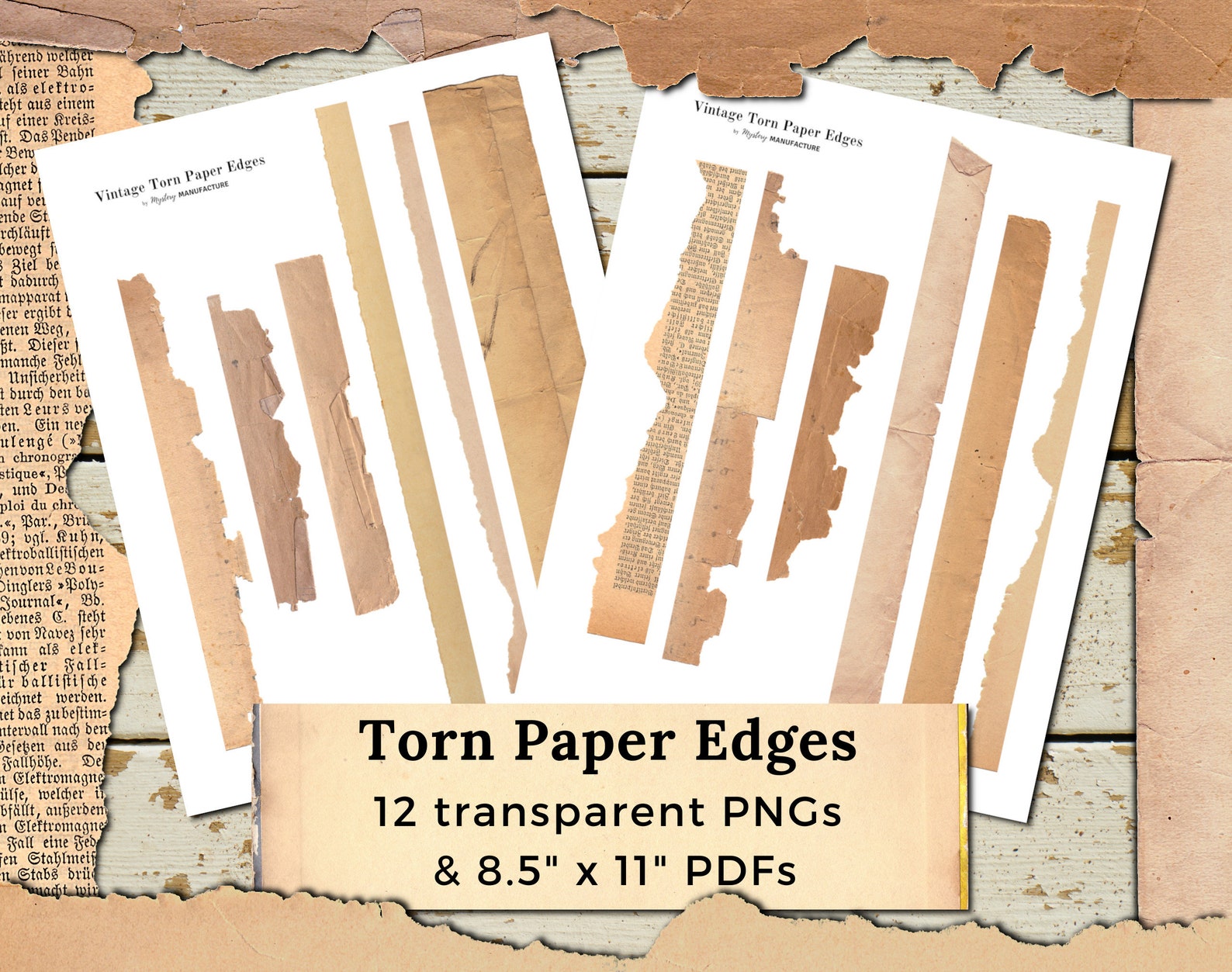 Torn Paper Edges PNG and PDF Digital Download | 12 Transparent Pngs of ...