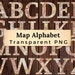 Printable PNG Map Alphabet | Vintage Map Letters | Transparent ...