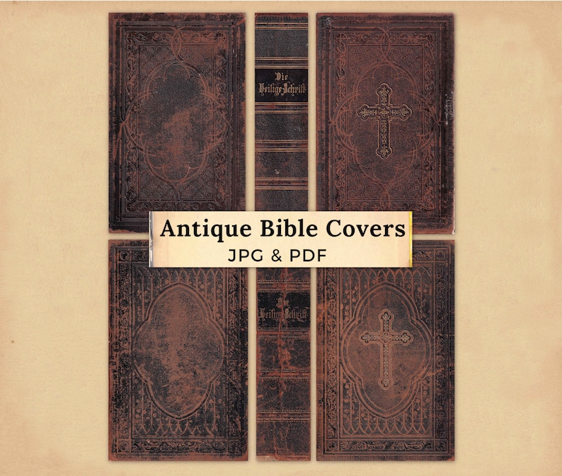 Antique Bible Covers Printable | Old Book Covers Digital | Holy Bible ...