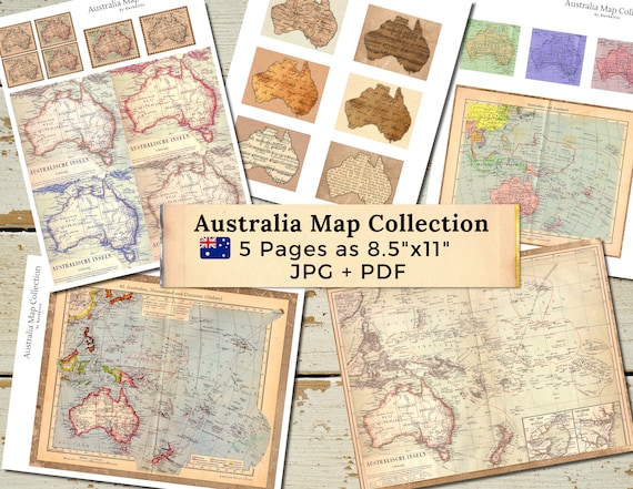 Printable Australia Map Vintage JPG and PDF Australia Map for | Etsy