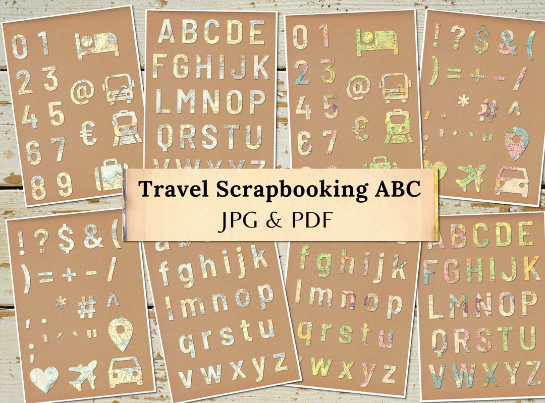 Digital Map Alphabet for Scrapbooking | 8 Pages 8.5 X 11 Inch | Travel ...