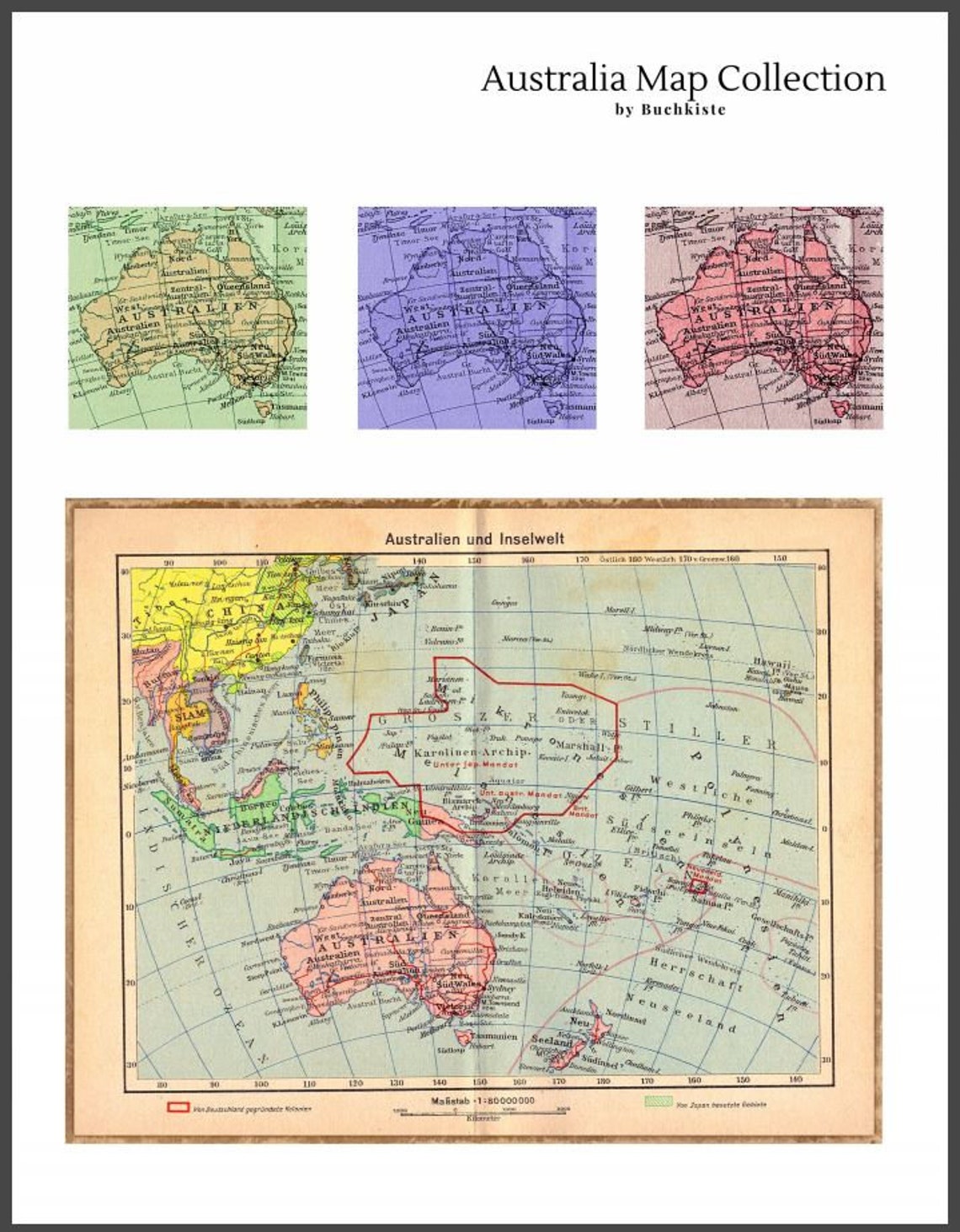 Printable Australia Map Vintage JPG and PDF| Australia Map for ...