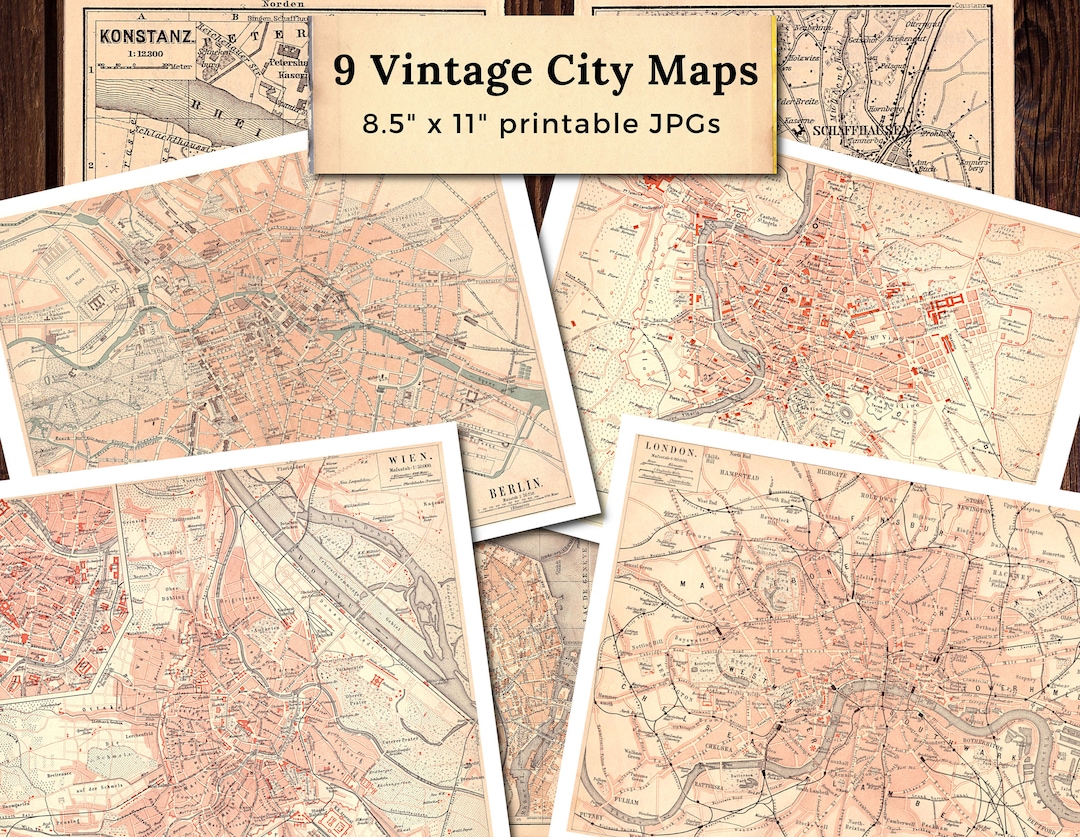 Printable City Maps 1875 JPG | 8.5 X 11 Inch | Vintage Map Vienna ...
