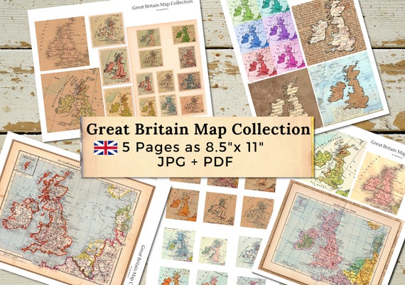 Printable Great Britain Map JPG and PDF Vintage Map UK & | Etsy