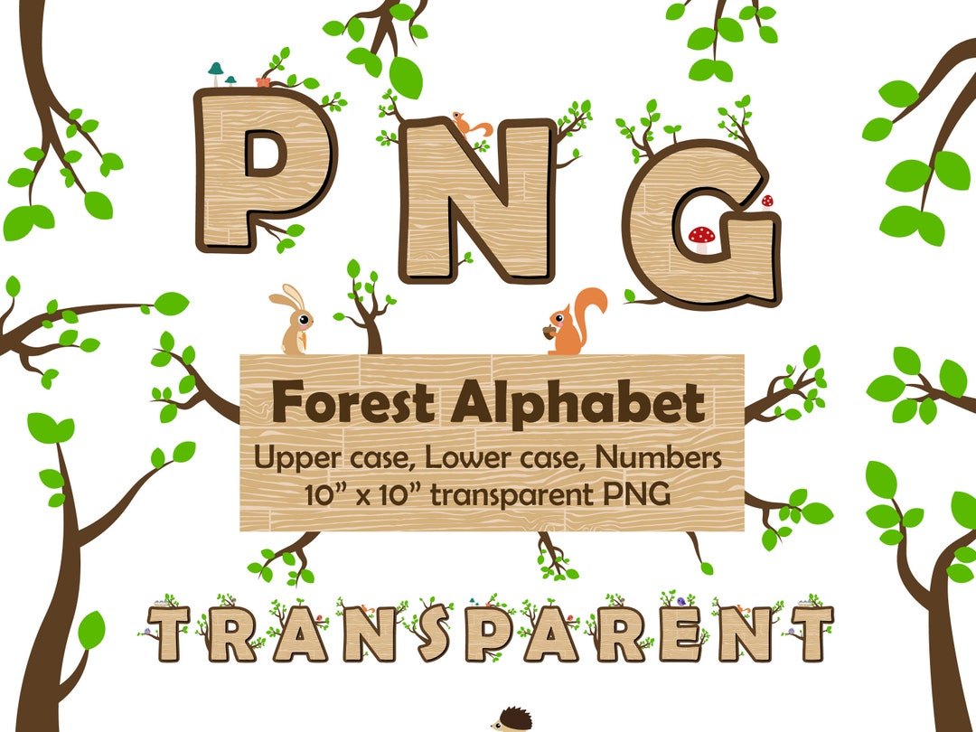 Forest Alphabet Pngs 66 Individual Letters and Numbers With Transparent ...