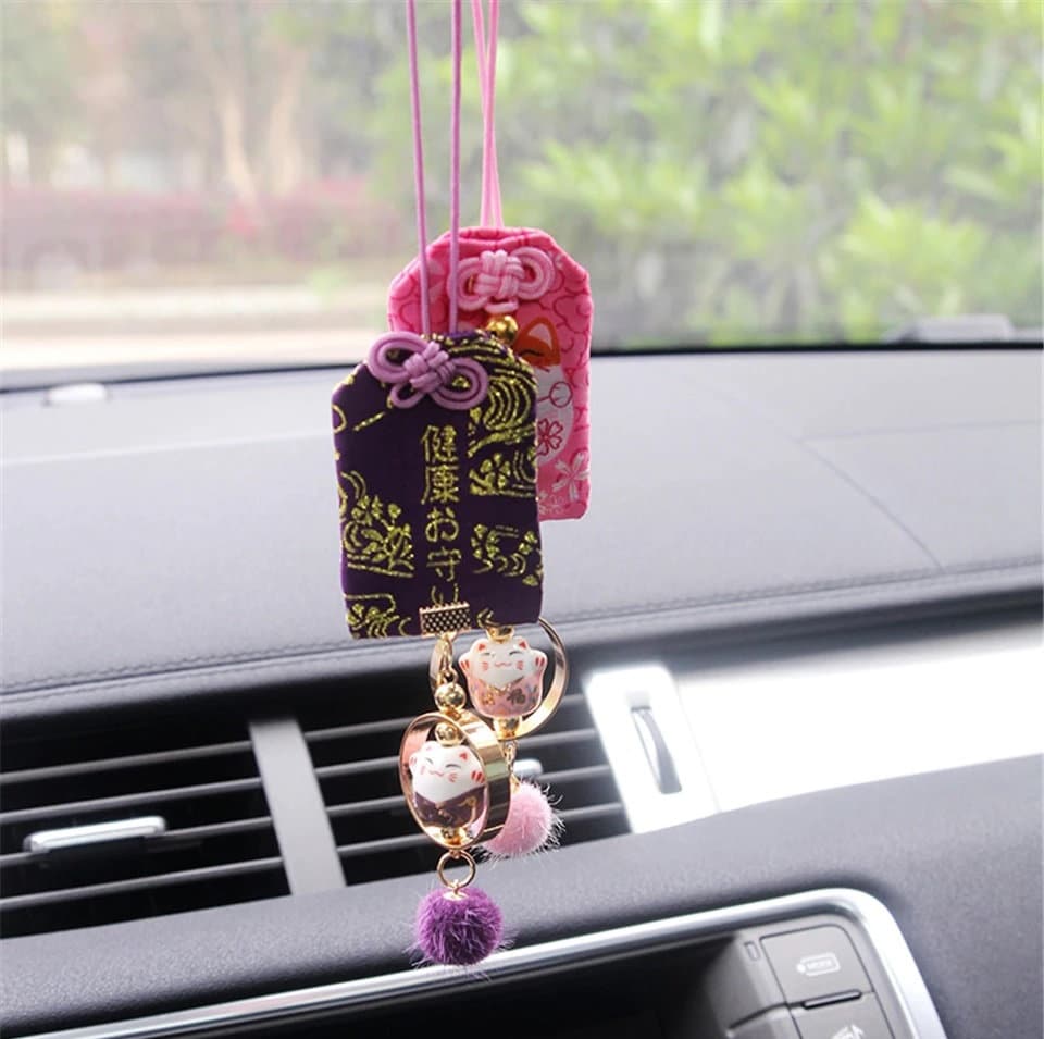 Christmas Gift. Car Pendant Lucky Cat Keychain Maneki Neko Car Rearview ...