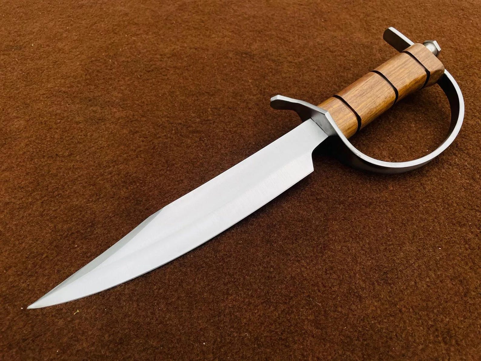 Custom Handmade 5160 Spring Steel D Guard Bowie, Bowie Knife With ...