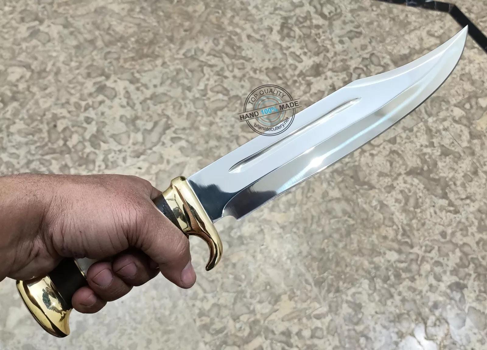 Custom Handmade Mirror Polish Bowie Knife Stag Handle D2 Steel Hunting ...