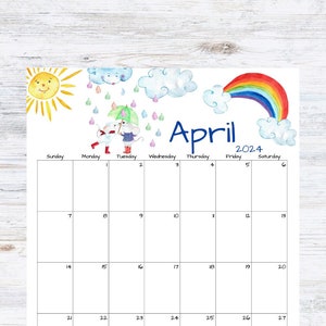Fillable/editable April Calendar April 2024 Printable Calendar Spring ...