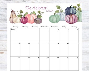 Fun October Printable Calendar - Etsy