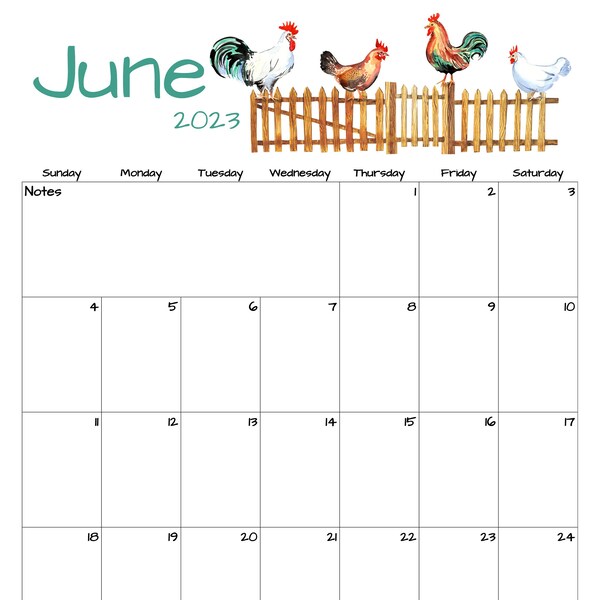 June Calendar - Etsy