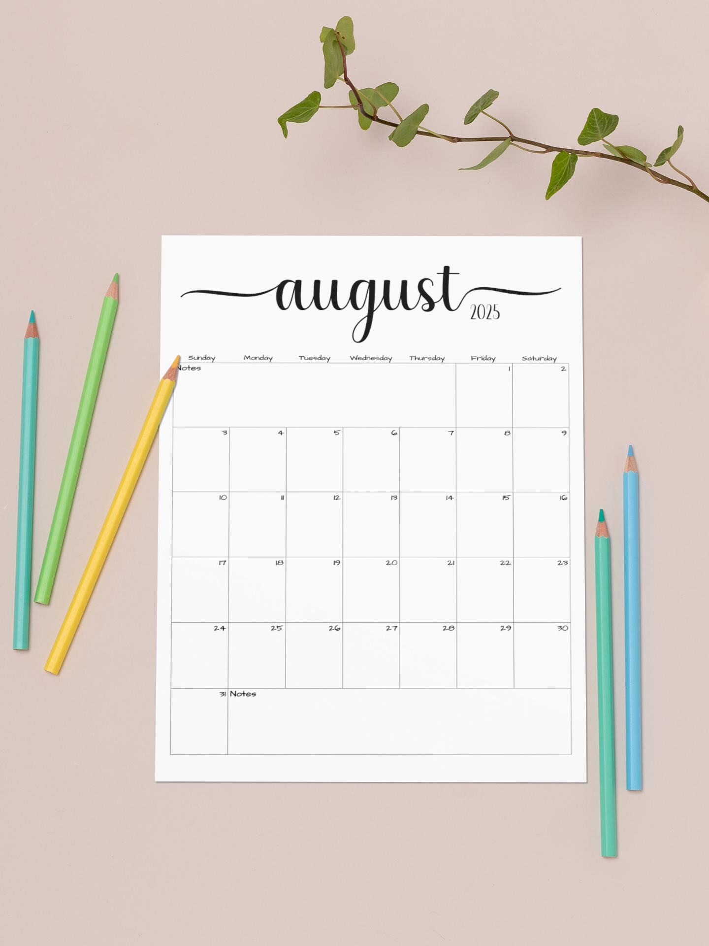 Fillable/editable August 2025 Calendar | August 2025 Calendar | Simple ...