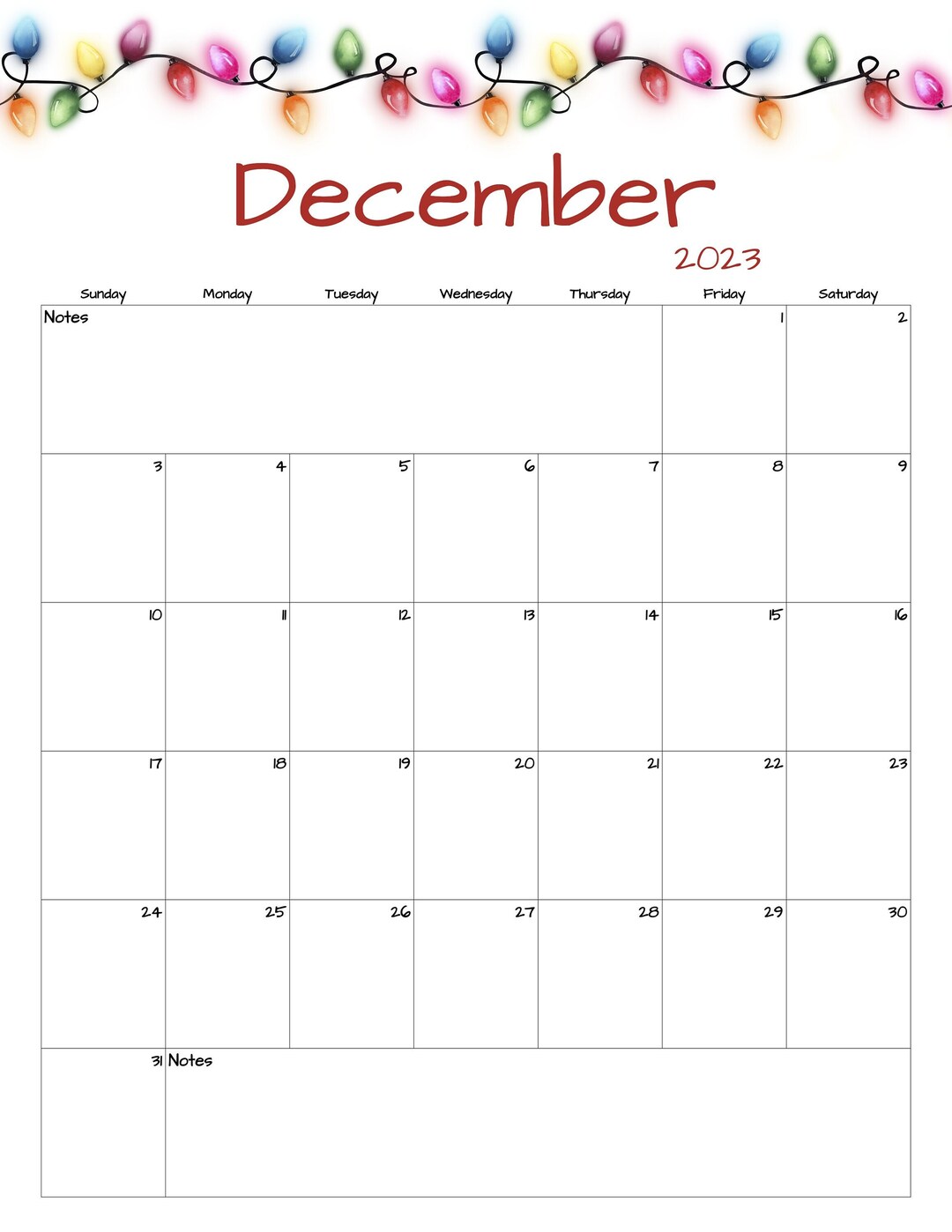 Fillable/editable December Calendar December 2023 Printable Calendar ...