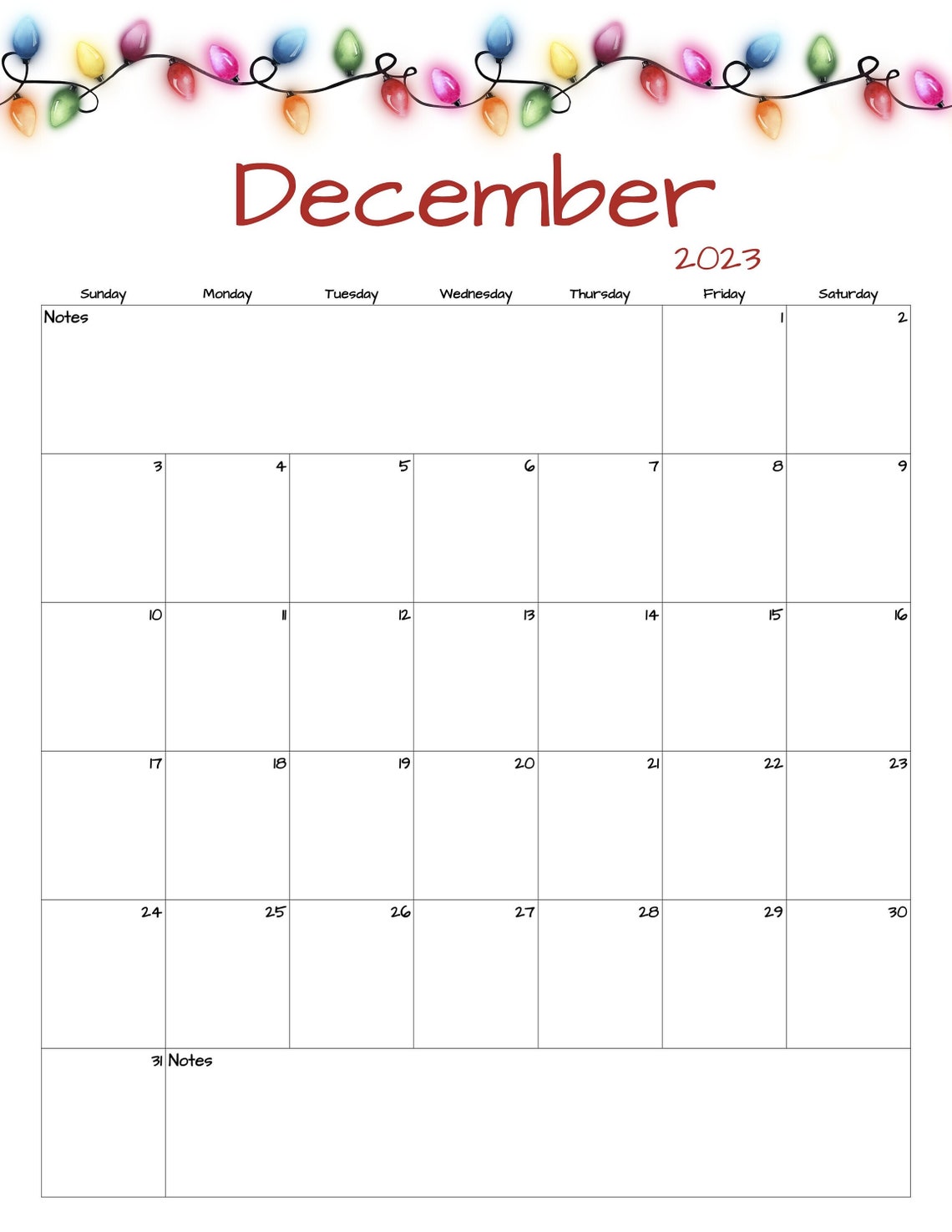 Fillable/editable December Calendar December 2023 Printable Calendar ...