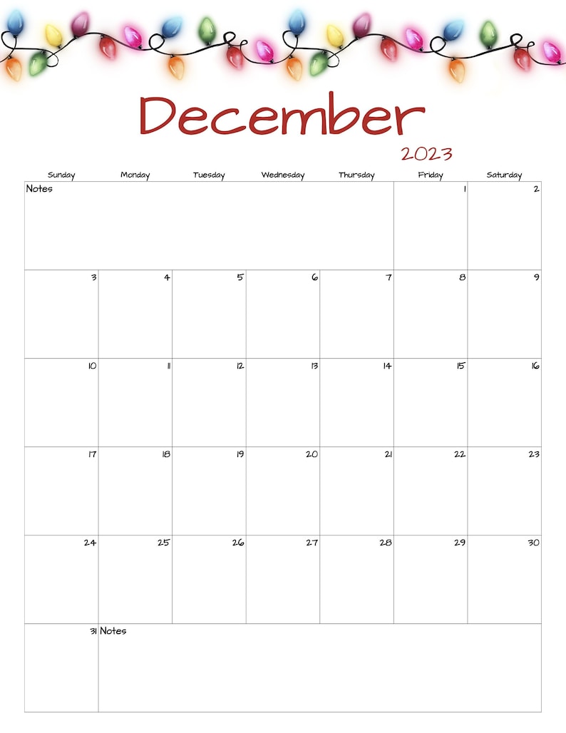 Fillable/editable December Calendar December 2023 Printable Calendar ...
