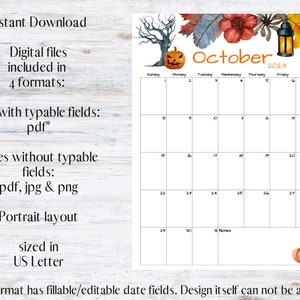 Fillable/editable October Calendar October 2023 Printable Calendar ...
