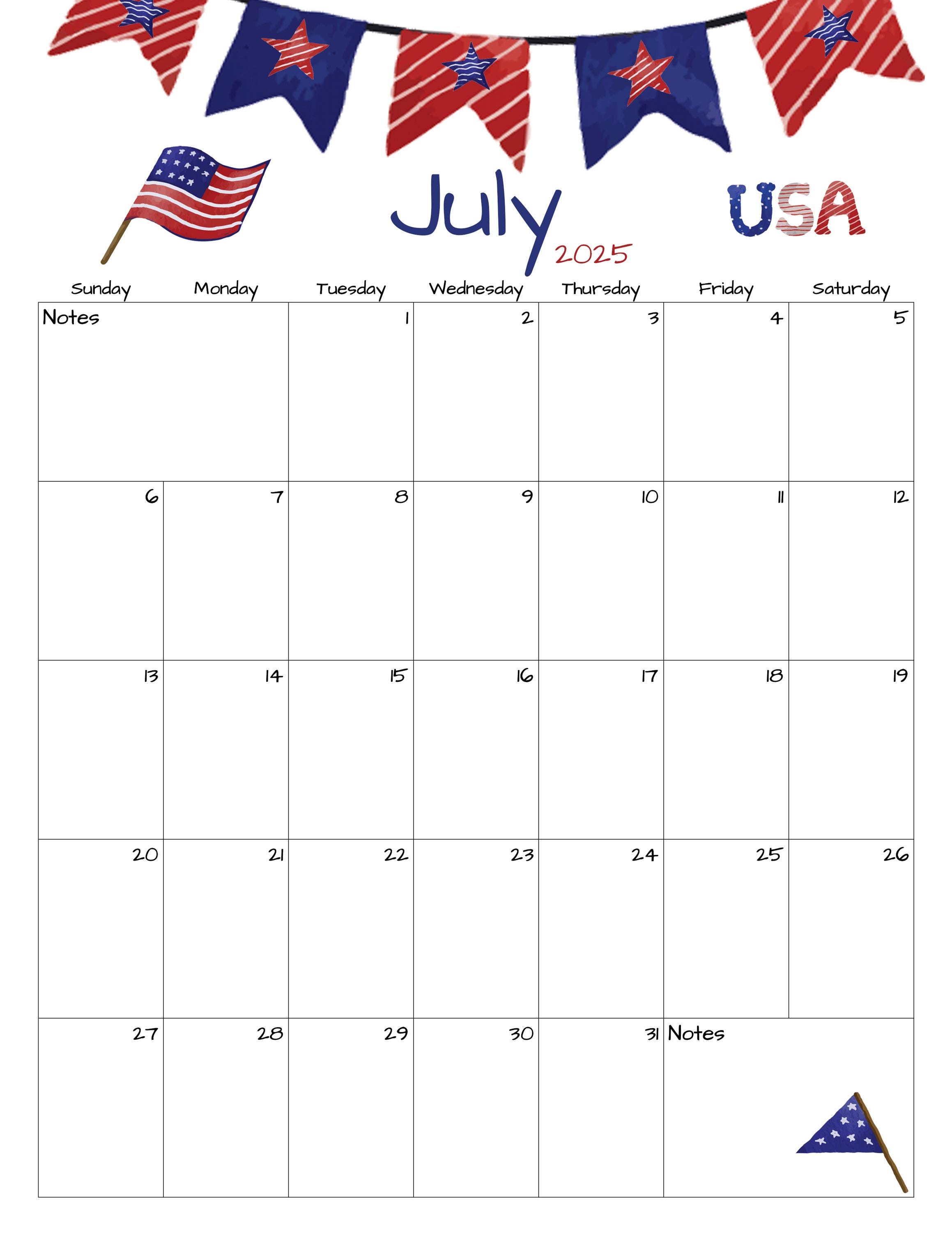 Fillable/editable July Calendar | July 2025 Printable Calendar | Red ...