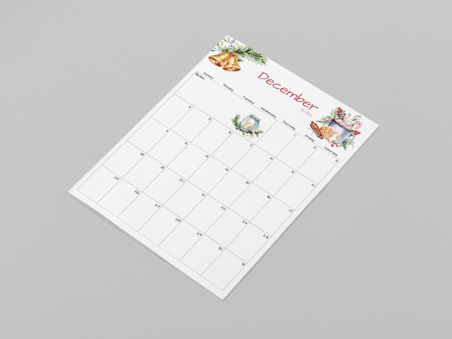 Fillable/editable December Calendar December 2022 Printable - Etsy
