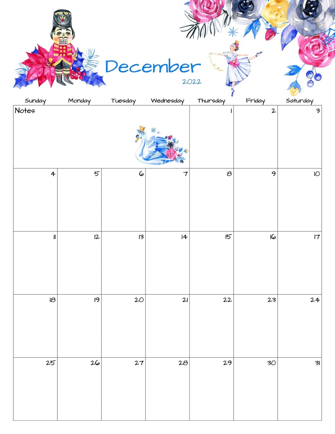 Blank December 2022 Calendar