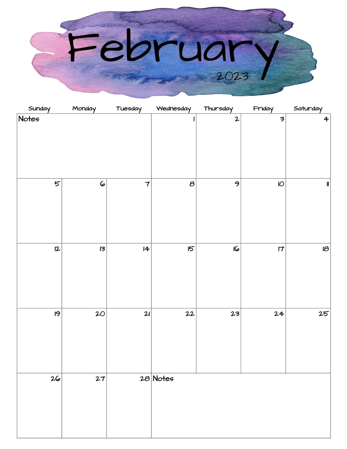 Fillable/editable February Calendar February 2023 Calendar - Etsy