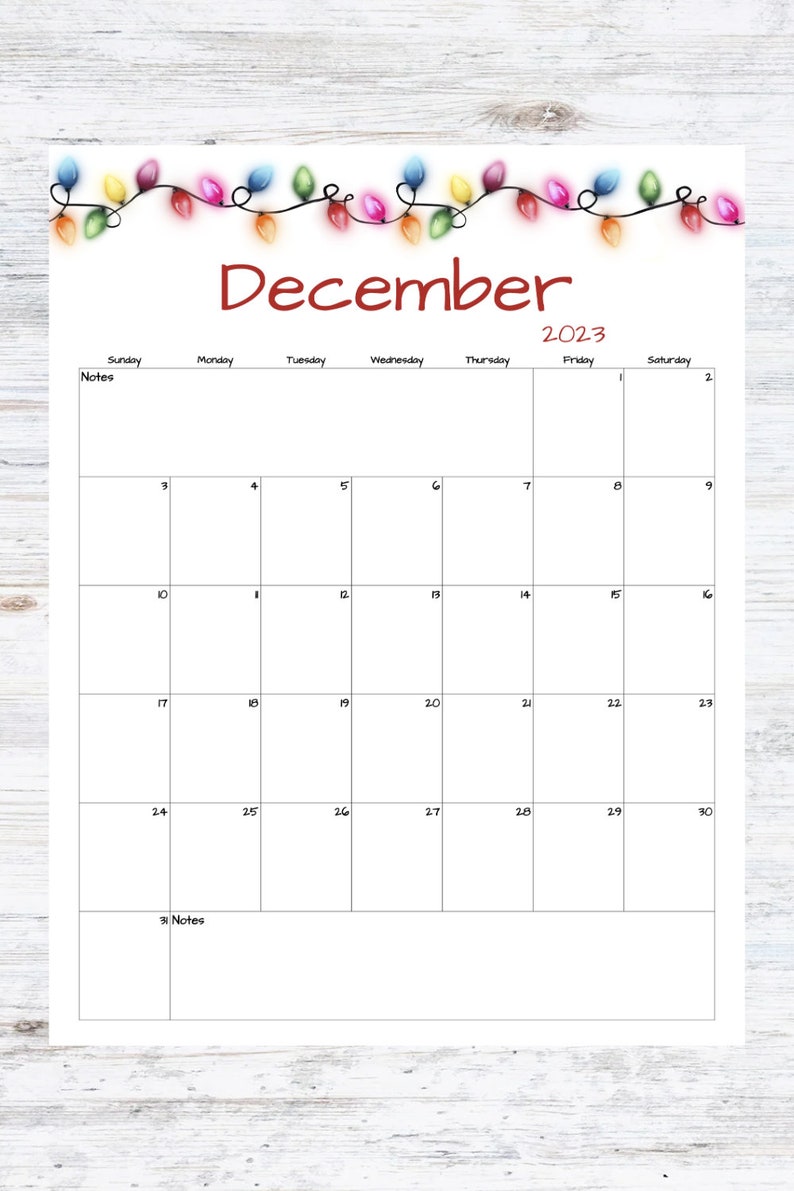 Fillable/editable December Calendar December 2023 Printable Calendar ...