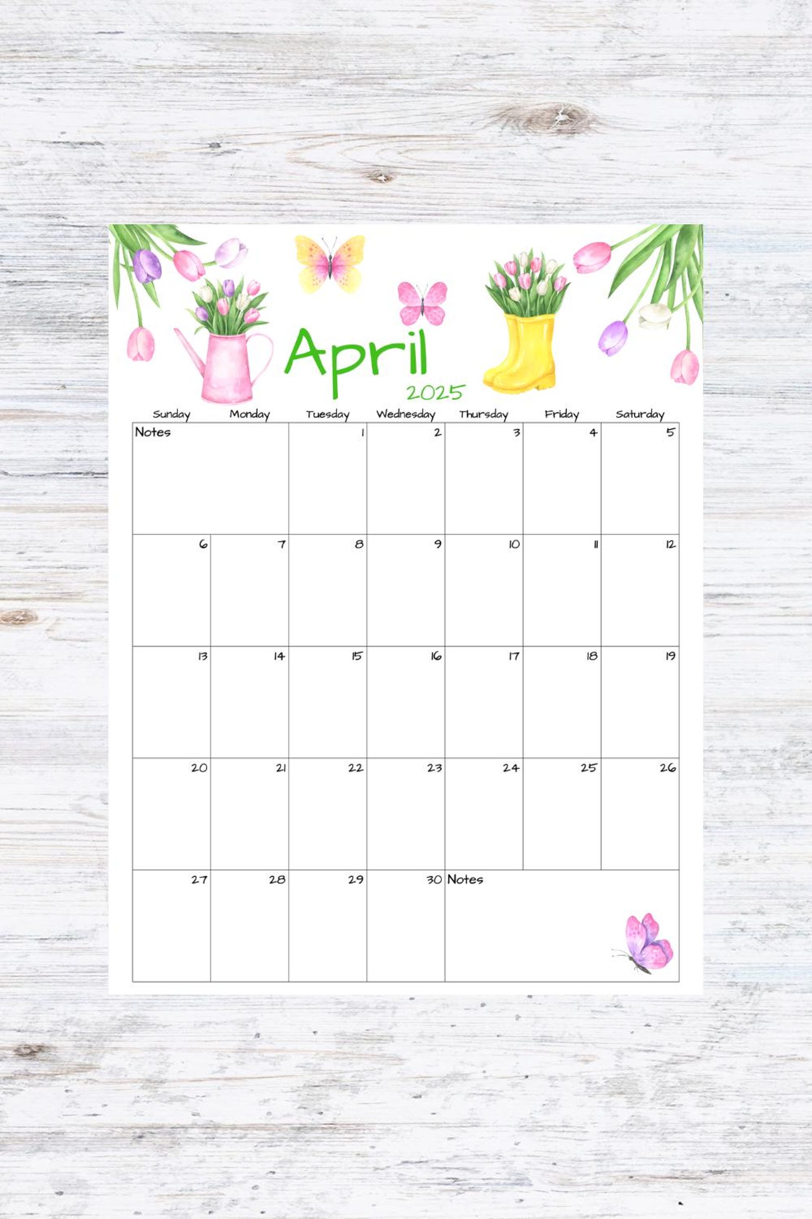 Fillable/editable April Calendar | April 2025 Printable Calendar ...