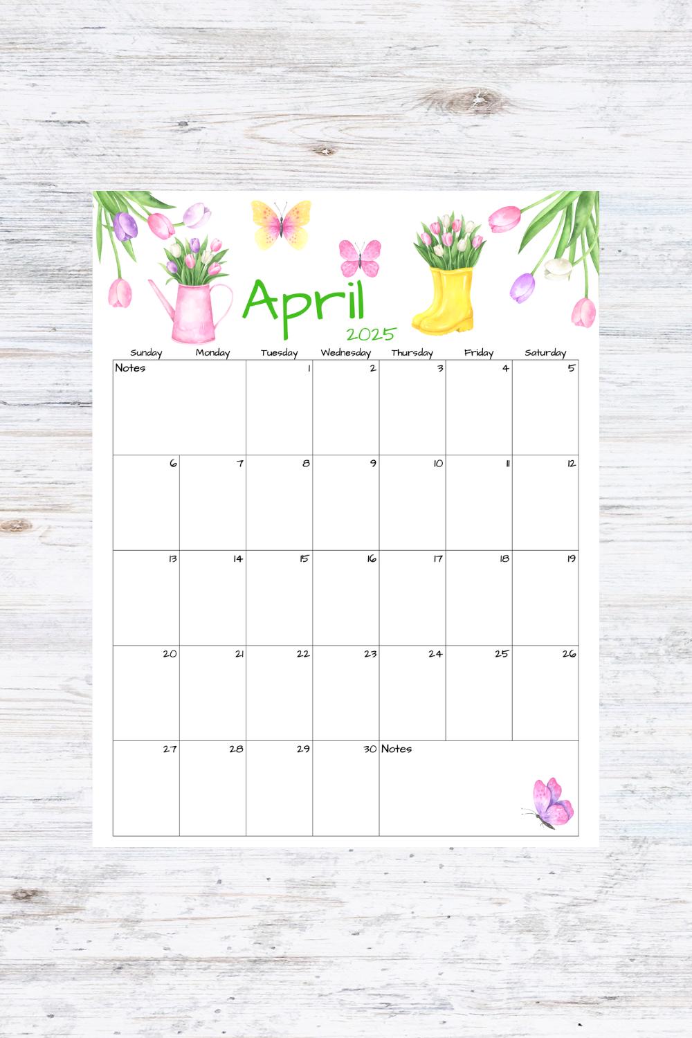 Fillable/editable April Calendar | April 2025 Printable Calendar ...